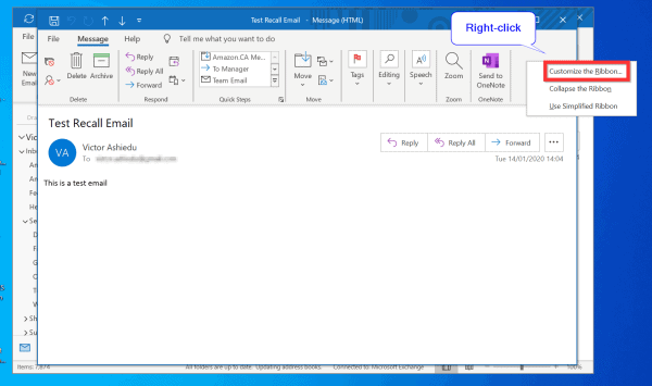 How to Recall an Email in Outlook from Windows 10 | Itechguides.com