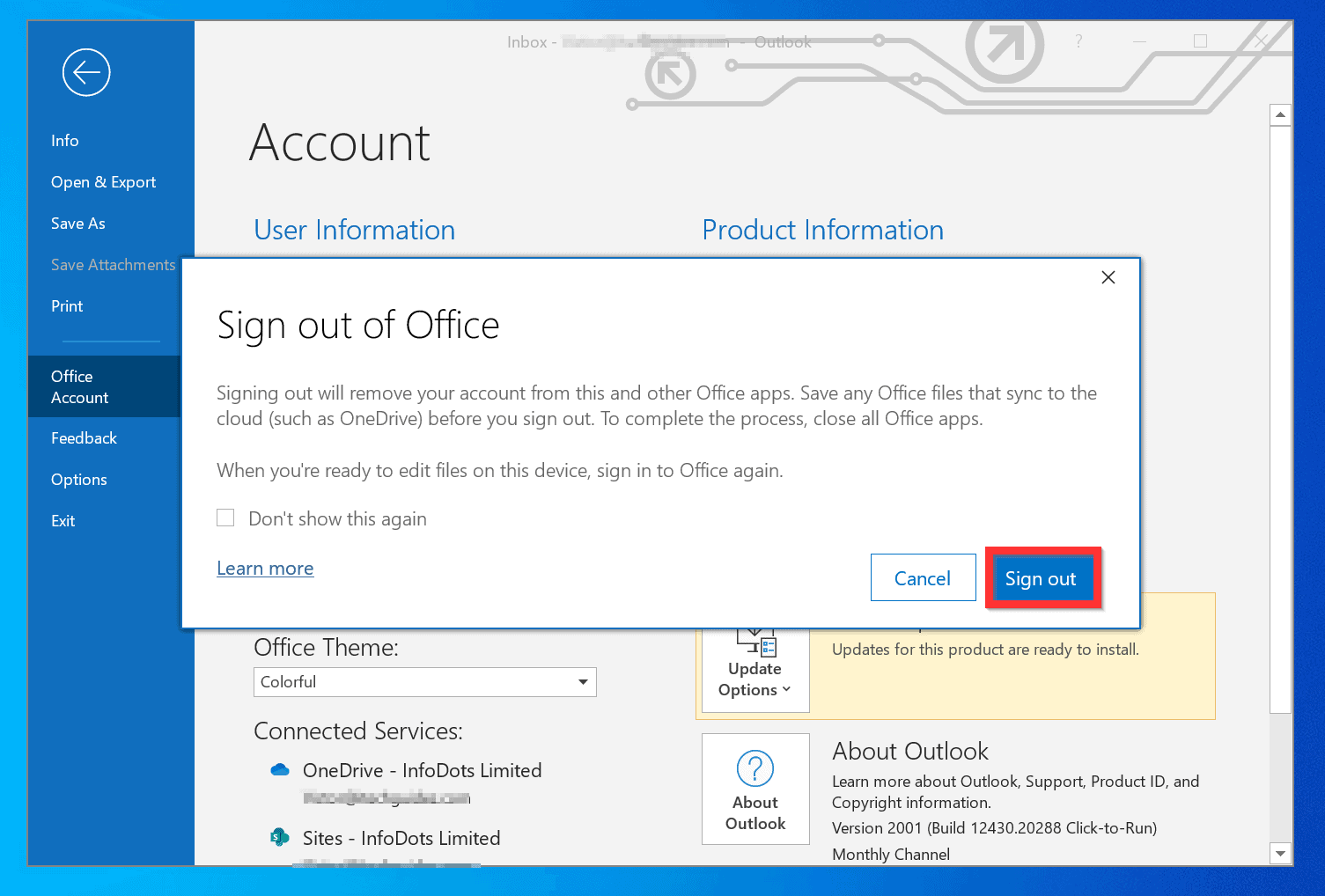 How to Sign Out of Outlook (3 Methods) | Itechguides.com How to Sign Out of Outlook (3 Methods) | Itechguides.com