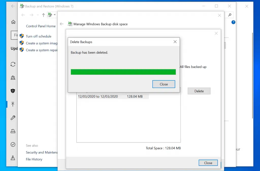 How to Delete Backup Files in Windows 10 - Itechguides