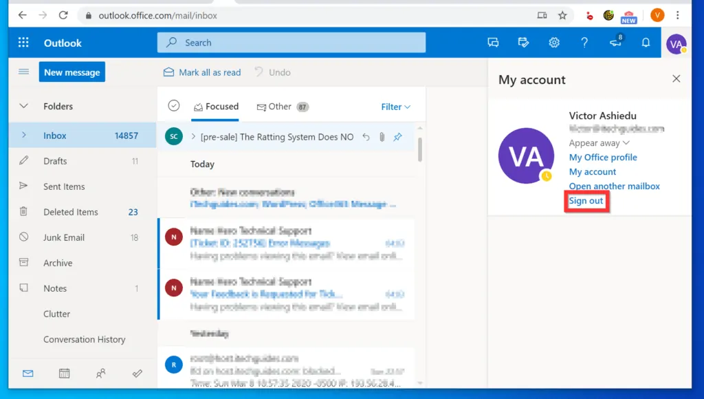 How to Sign Out of Outlook App (Windows, Android, and iOS) - Itechguides