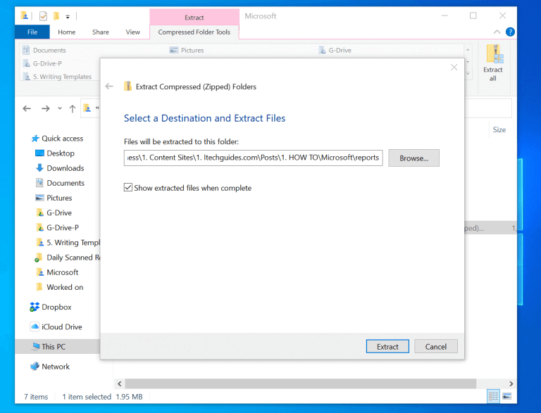 How to Unzip Files on Windows 10 (3 Methods) - Itechguides.com