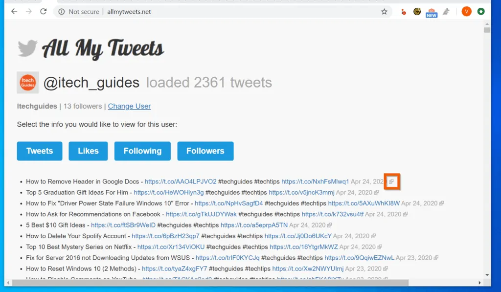 How to find Old Tweets - Itechguides