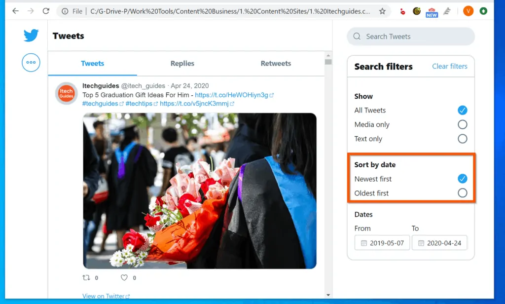 How to find Old Tweets - Itechguides