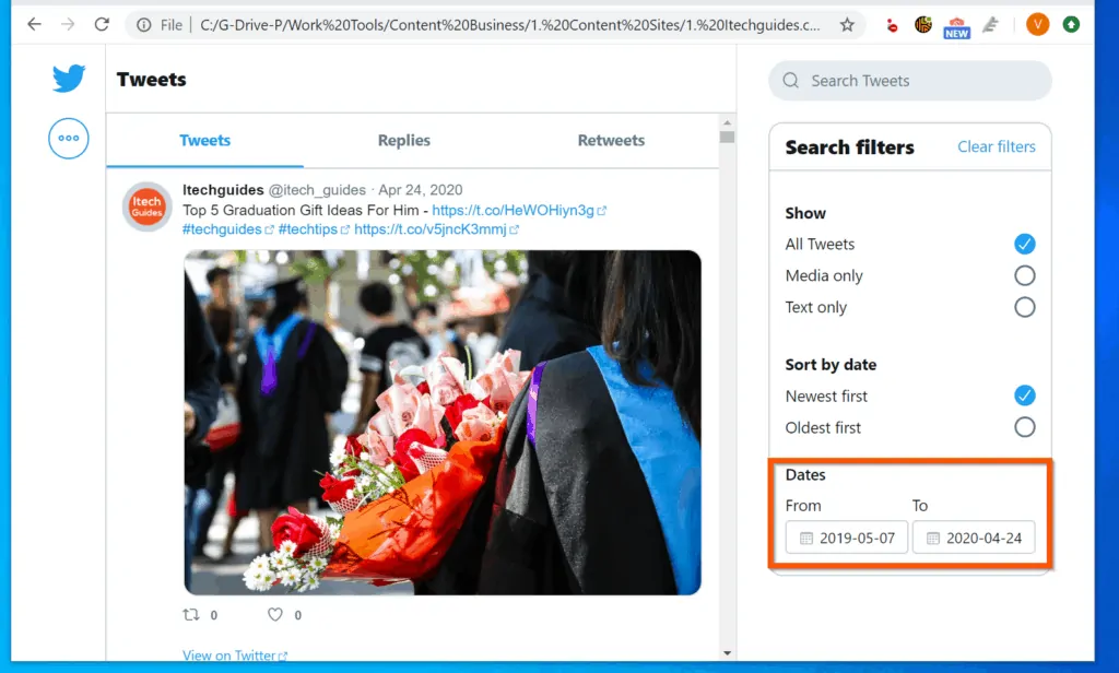 How to find Old Tweets - Itechguides
