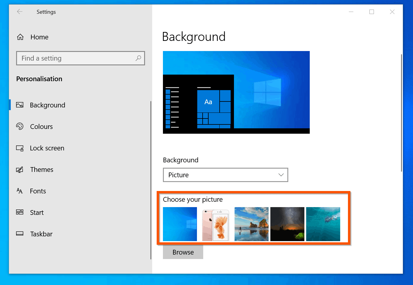 How to Change Wallpaper on Windows 10 - 8 Steps - Itechguides.com