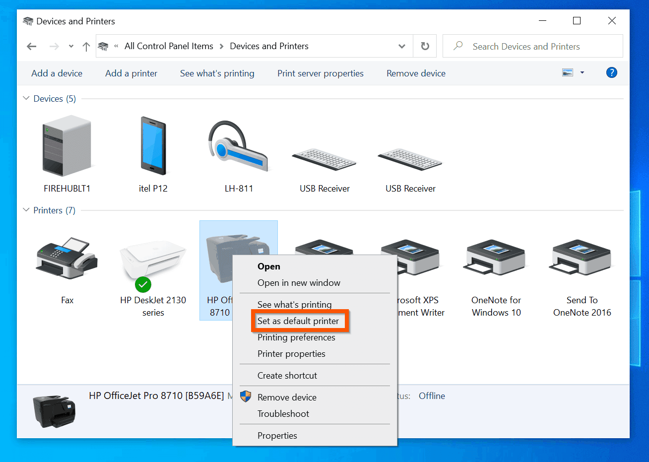 How to Set Default Printer in Windows 10 | 2 Methods | Itechguides.com How to Set Default Printer in Windows 10 | 2 Methods | Itechguides.com