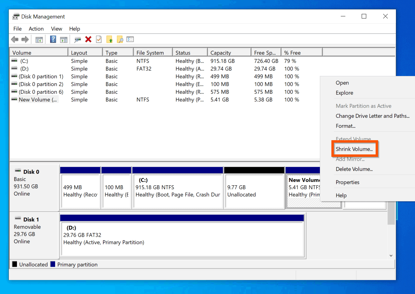 Shrink Volume And Extend Volume In Windows 10 - Itechguides.com