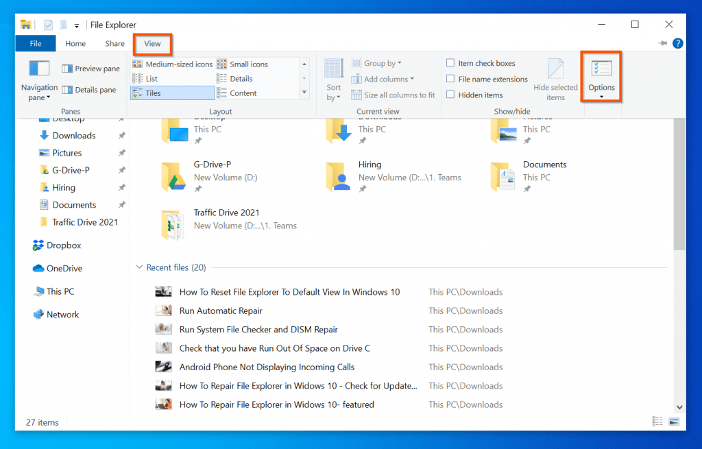 Reset File Explorer Windows 10 - Reset File Explorer to Default View