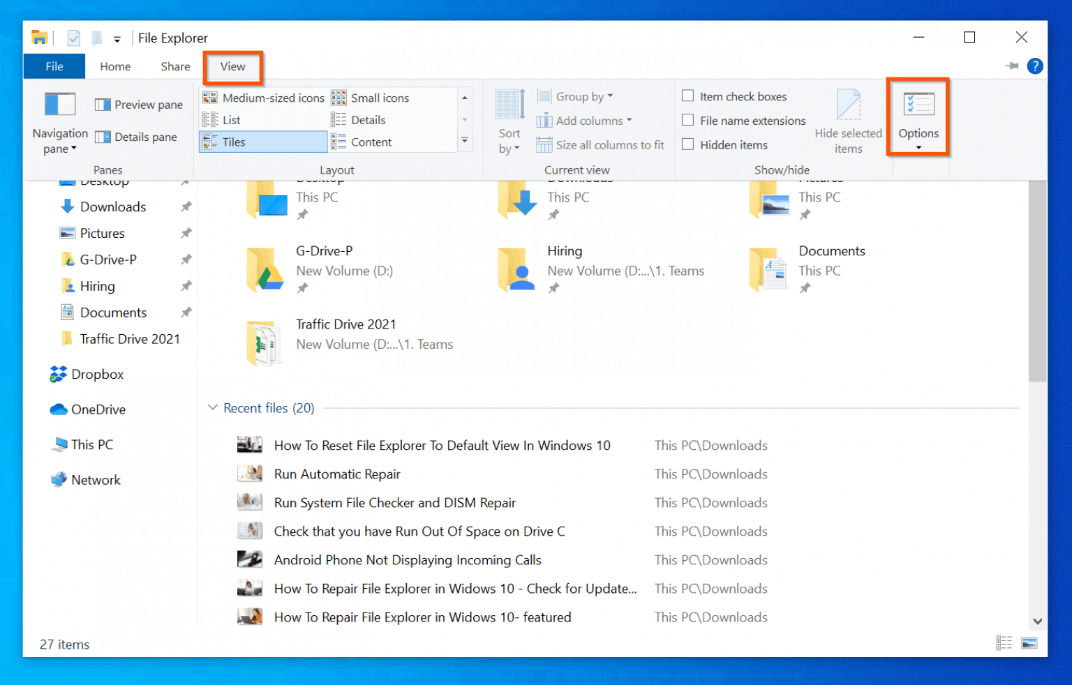 Reset File Explorer Windows 10 - Reset File Explorer to Default View