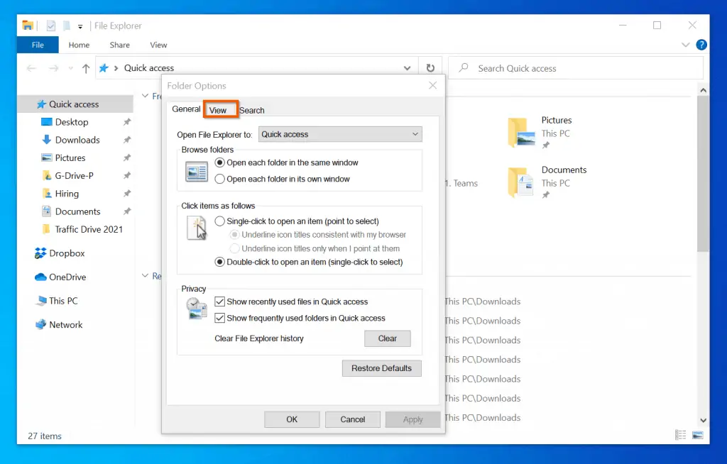 How to Reset File Explorer to Default View in Windows 10 - Itechguides
