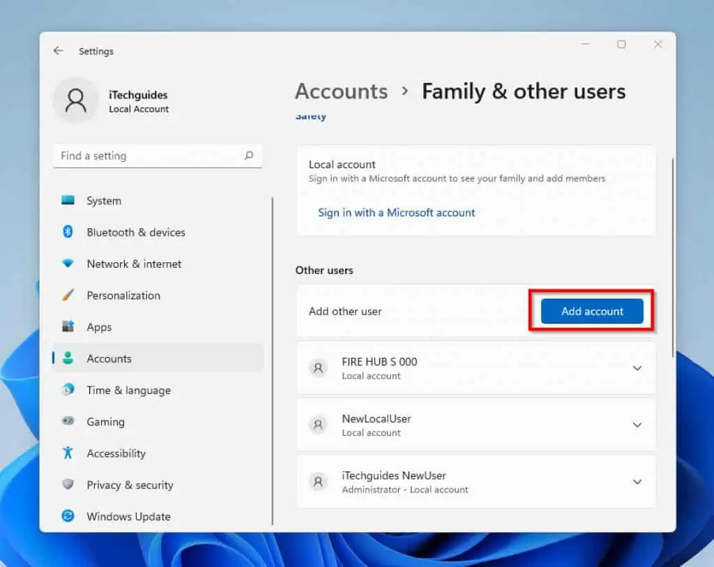 How to Create a Local User in Windows 11 - Itechguides