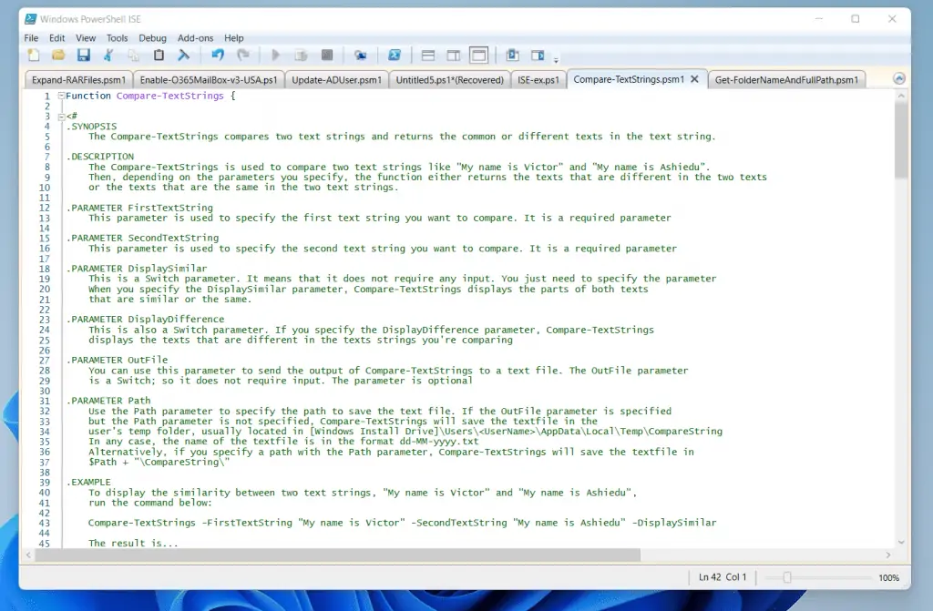 Powershell Function That Compares Two Text Strings Compare Textstrings Itechguides