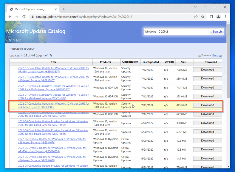 How to Install Windows 10 20H2 Update Manually