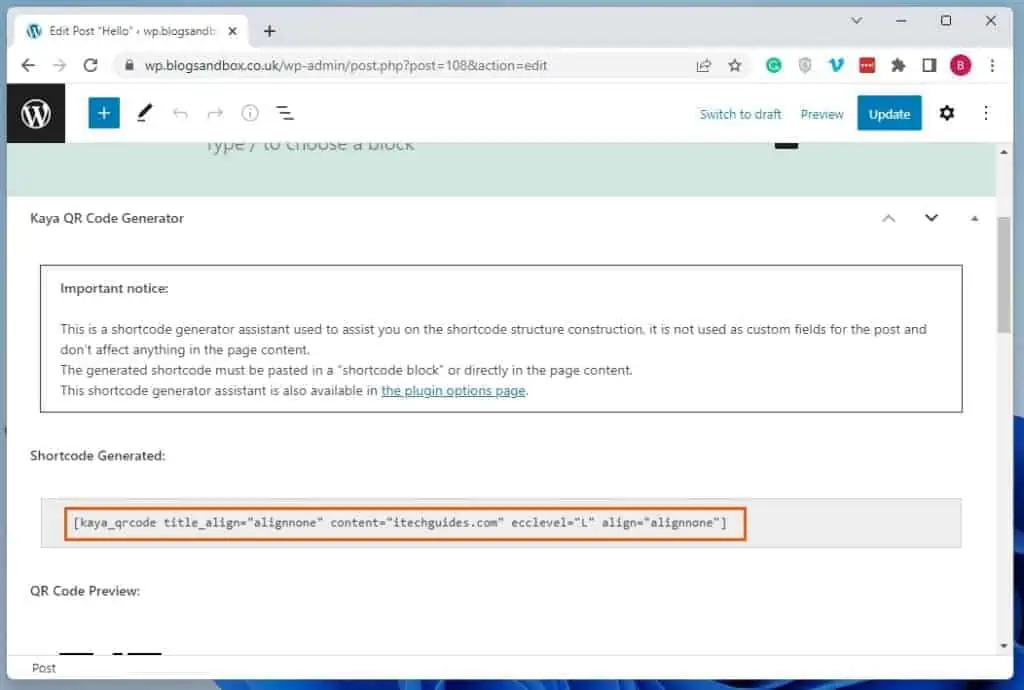 How to Add a QR Code in WordPress - Itechguides