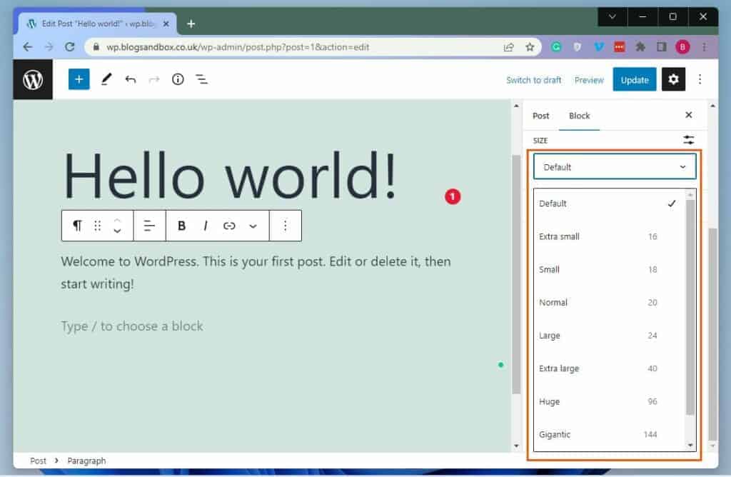 How to Change Font Size on WordPress - Itechguides.com
